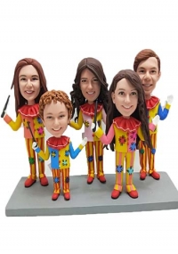 Custom bobbleheads family in circus clowns 1-10 sets team bobble head ...