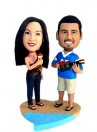 Custom bobbleheads Hawaii theme couple bobbleheads 1565 [1565] - $139. ...