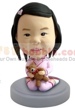 Baby Girl With Teddy Bear Bobblehead BK24 [BK24] - $69.00 : wowbobble ...